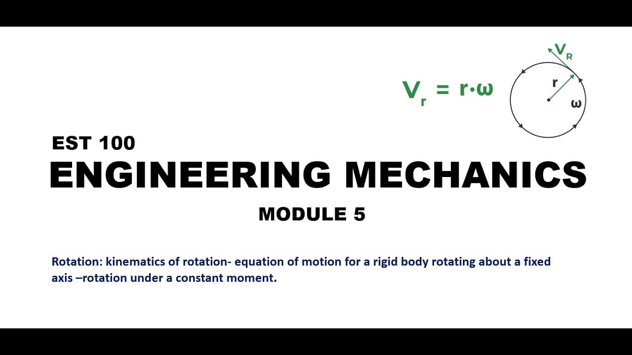 KTU| EST100|ENGINEERING MECHANICS|MODULE 5|Rotation of Motion (Torque ...