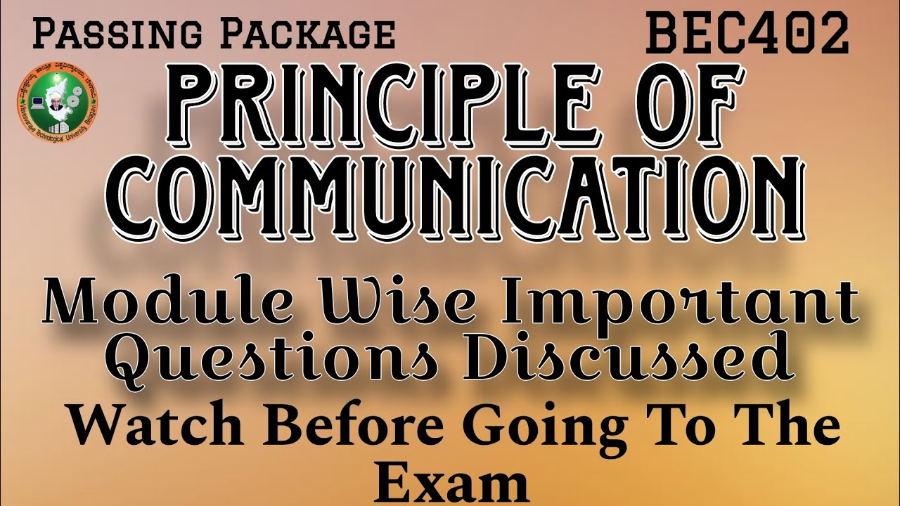 Principle Of Communication Module Wise Important Questions discussed ...