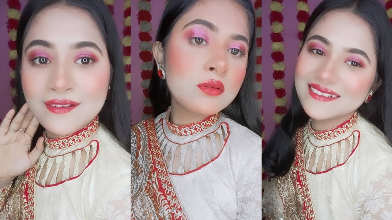 Glossy Makeup 💄 Party Makeup 💞 Wedding Guest Makeup Look ️ Glitter Eyes ...