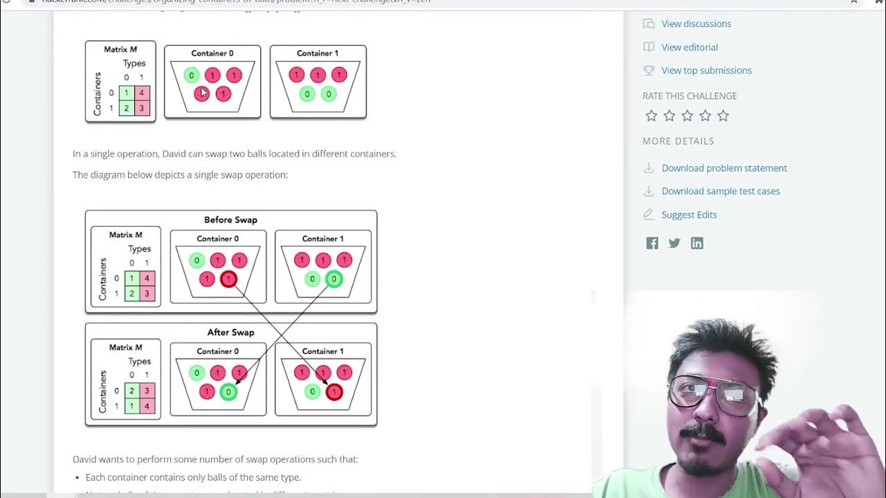 Organizing Containers Of Balls Hackerrank C Youtube