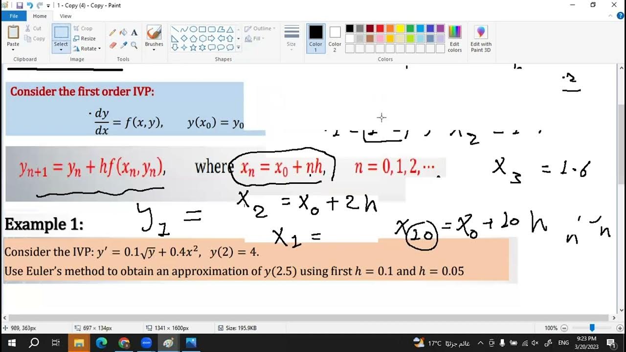CH 2.6: A Numerical Method - (Euler’s Method) - differential equations ...