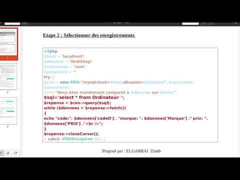 php vidéo 37 : php/mysql Select (Sélectionner les données d'un BD ...