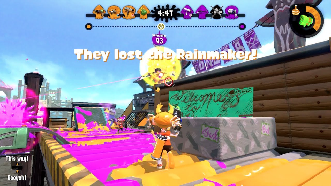 Splatoon 2: Helping guide the Rainmaker [7-1, Grim Range Blaster] - YouTube