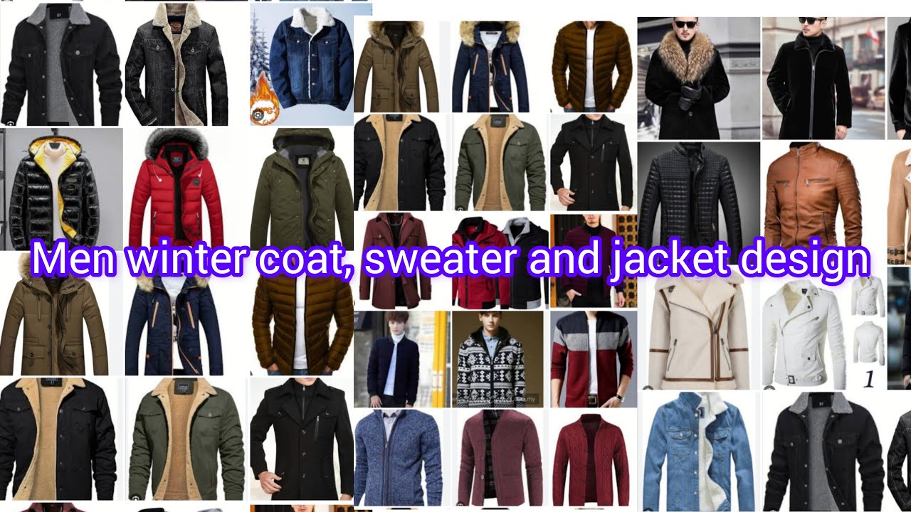 Men winter coat sweater and leather jacket design /Male sweater woollen ...