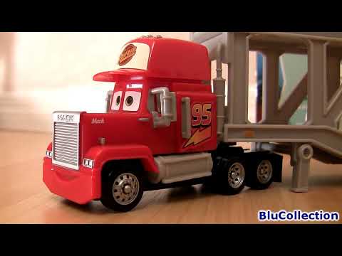 (REUPLOAD) Talking MACK Truck Ramp Transporter Playset Disney Cars Dirt Track Lightning McQueen