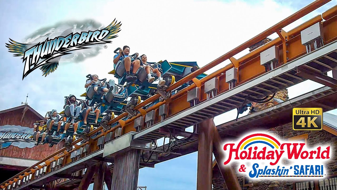 2022 Thunderbird Roller Coaster On Ride 4K POV Holiday World & Splashin ...