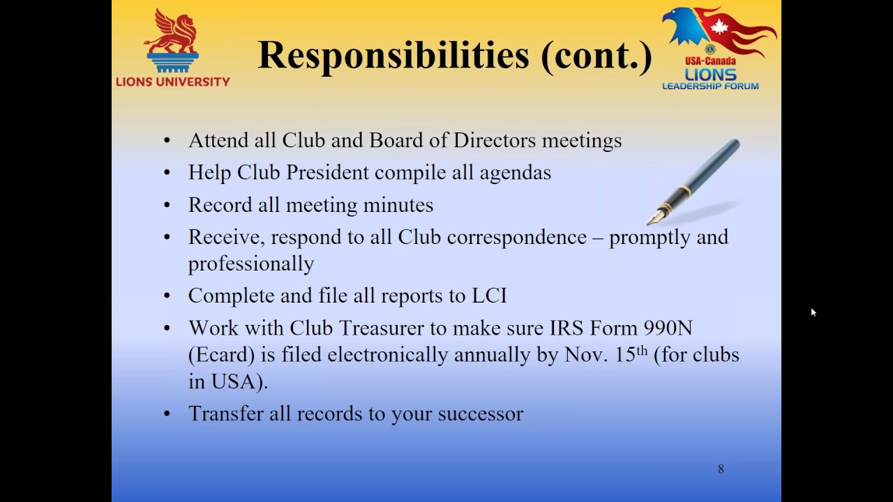 Lions University Course 122: Club Secretary - YouTube