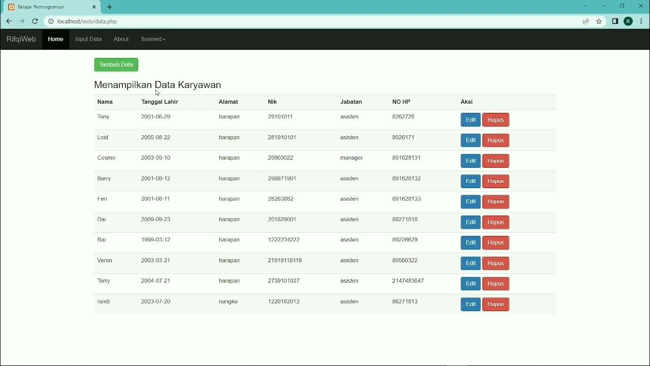 Tugas Uas - Dasar Pemrograman Web - Rifqi Suhendra - YouTube