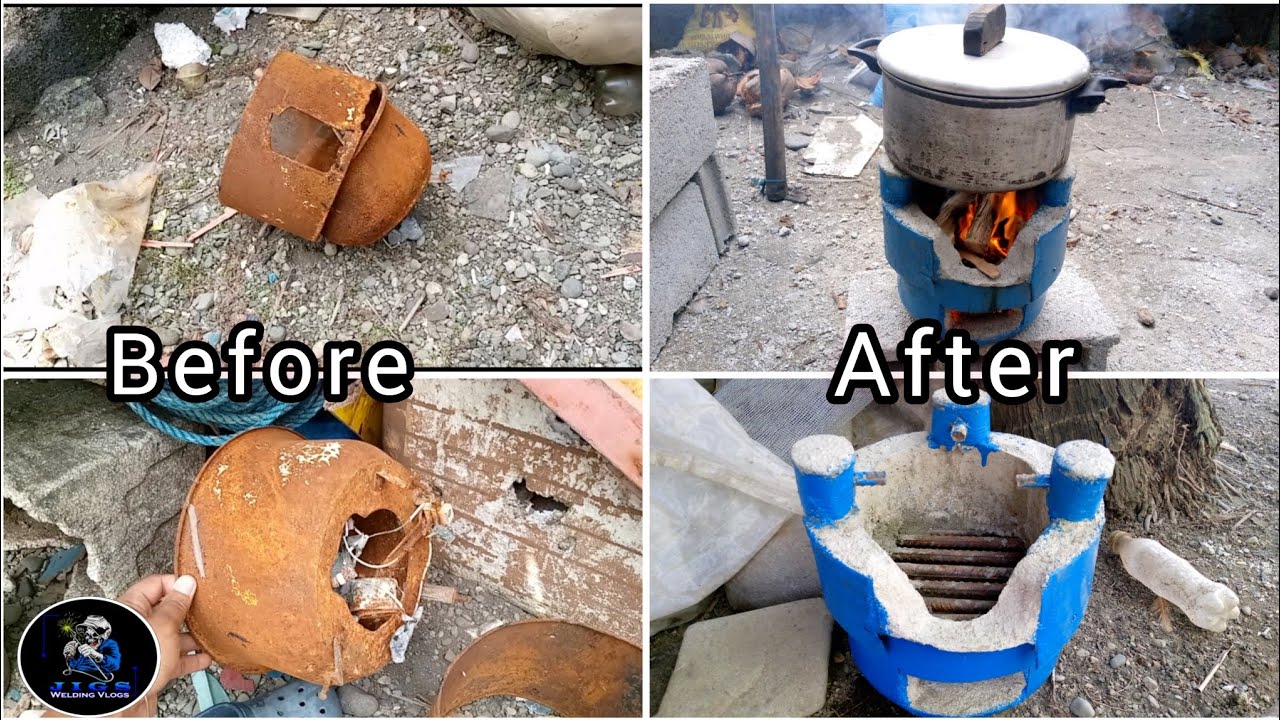 how to do this using the recycled rice cooker || Make wood stove from ...