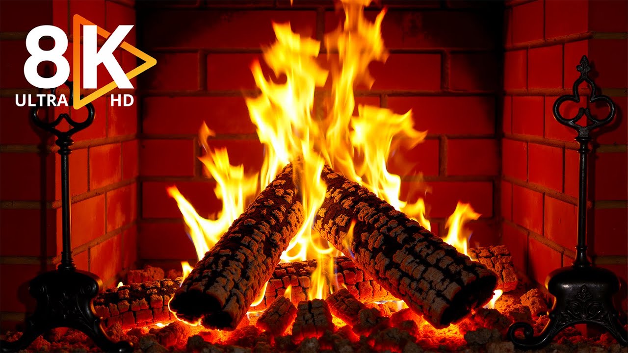 Cozy Fireplace 8K (3 HOURS). Relaxing Fireplace with Crackling Fire ...