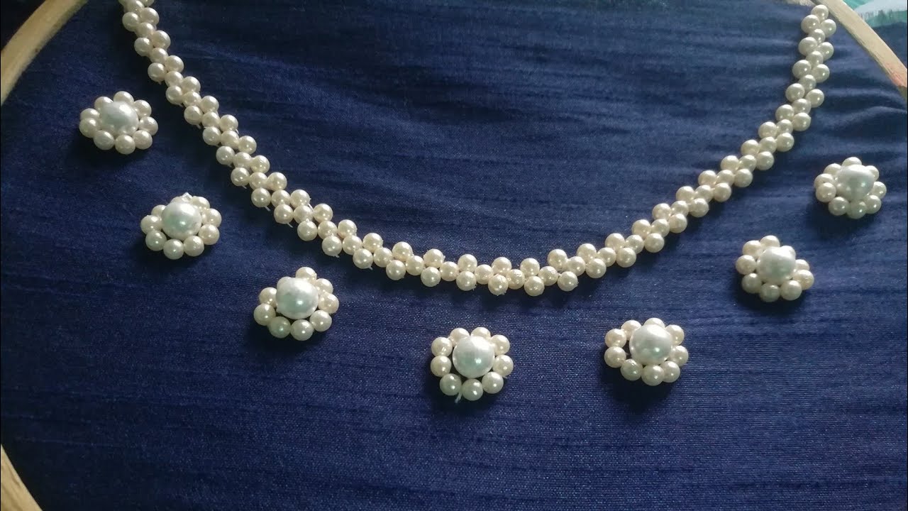 Easy pearl neck design/pearl work for beginners - YouTube