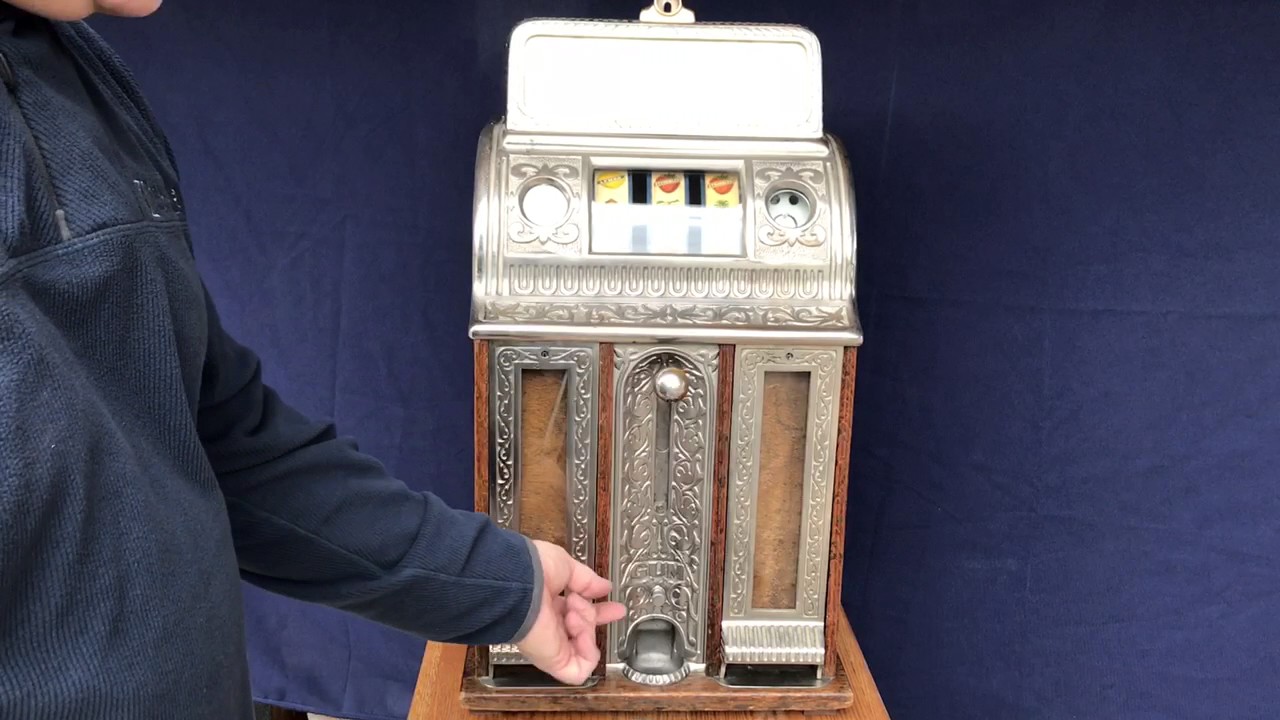 Cast Iron Caille Victory antique 5c slot machine - YouTube