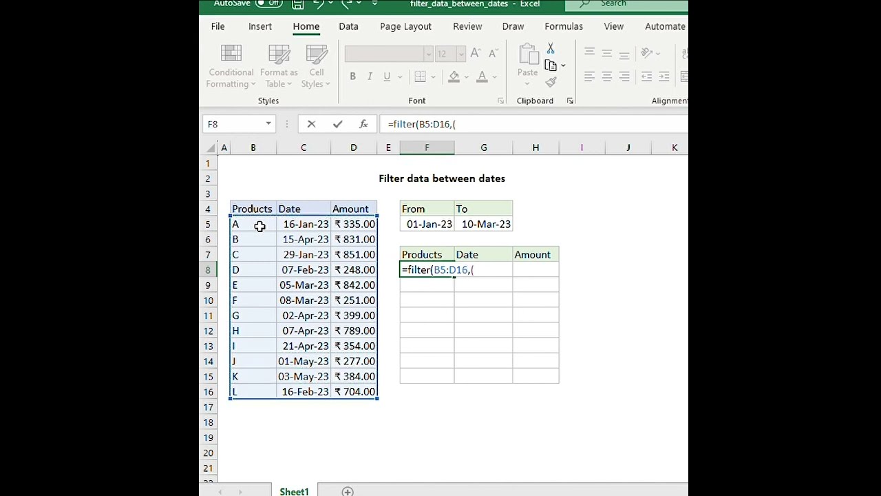 Filter Data Between Dates In Excel shortfeed excel shorts YouTube Filter Data Between Dates In Excel shortfeed excel shorts YouTube