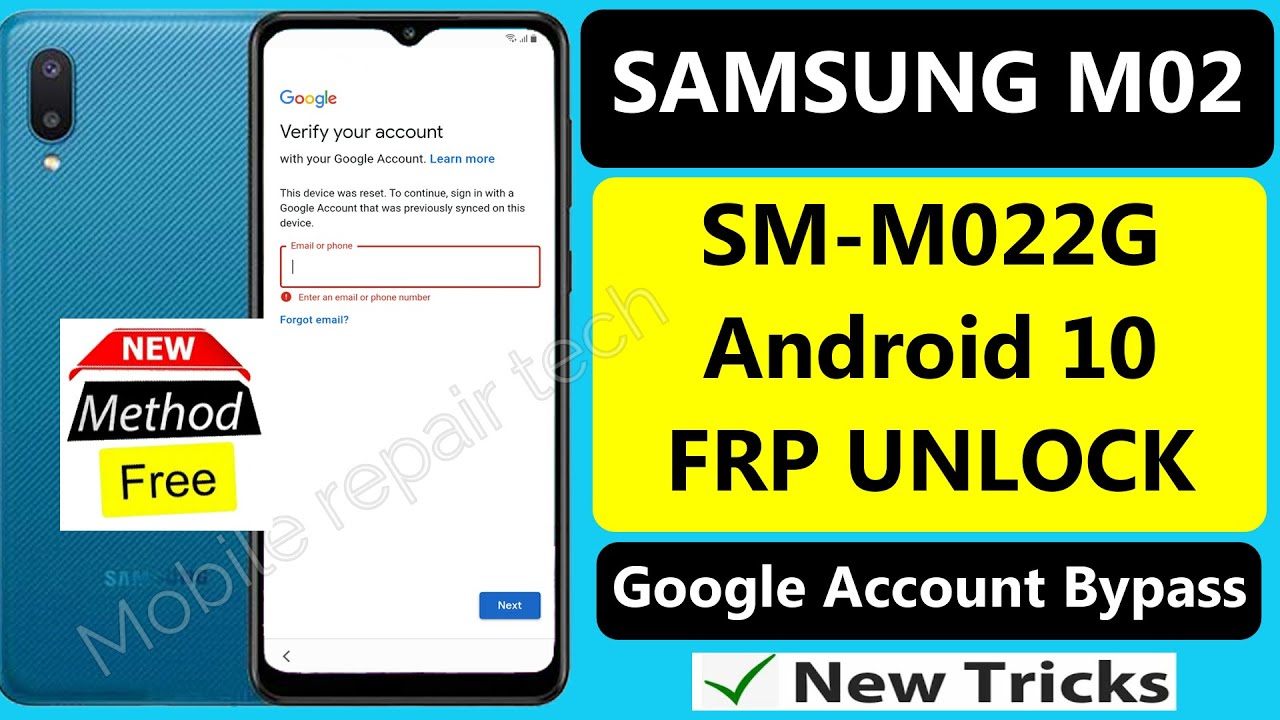 SAMSUNG Galaxy M02 FRP Bypass Android 11 2023 | Samsung M022G Frp ...