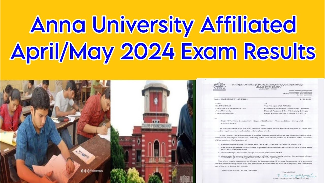 Anna University April/May 2024 Results Date And Convocation Degree ...