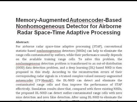Memory Augmented Autoencoder Based Nonhomogeneous Detector for Airborne ...