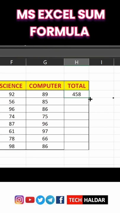 06 MS Excel Sum Formula Method 6 #techhaldar #computer #formula #excel #tranding #shorts - YouTube