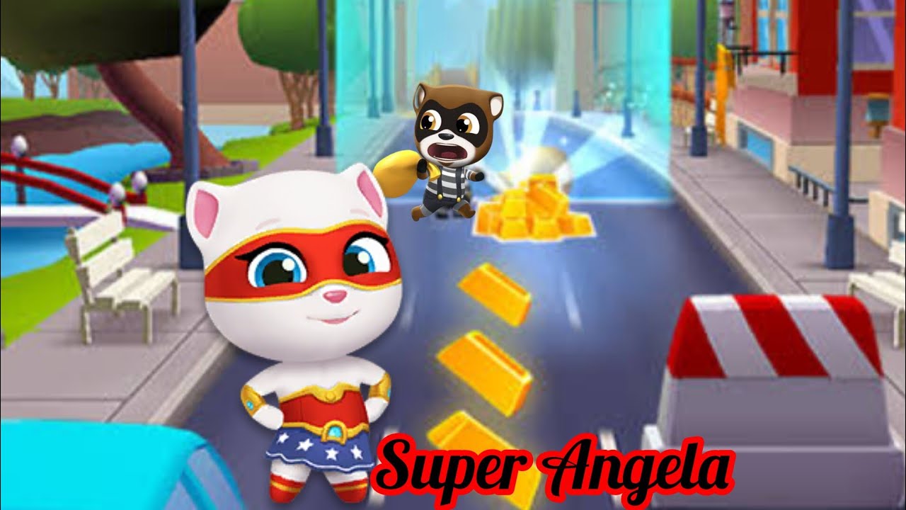 Super Angela in Tom World 💜 Talking Tom Gold Run Update Super Angela ...