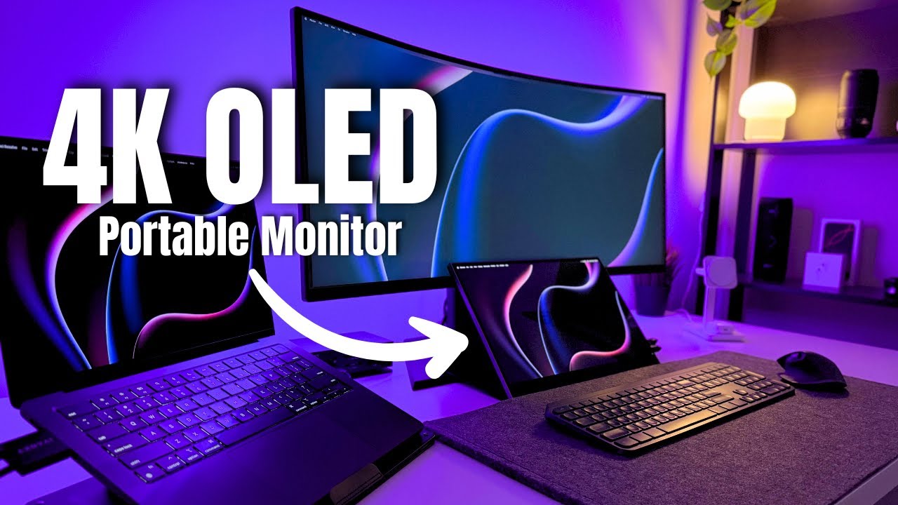 MacBook Pro Desk Setup with 4K OLED Portable Monitor | UPERFECT UColor ...