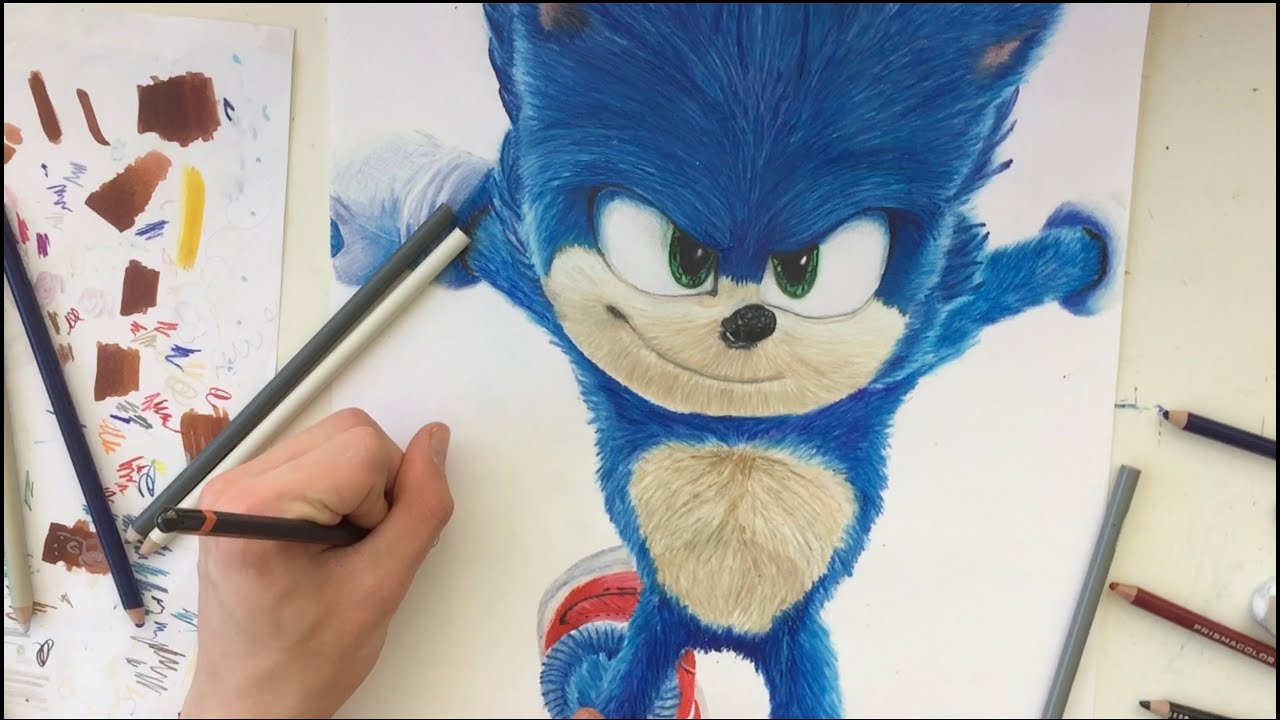 SONIC Speed Draw (NEW Movie Redesign) Sonic The Hedgehog Movie - YouTube