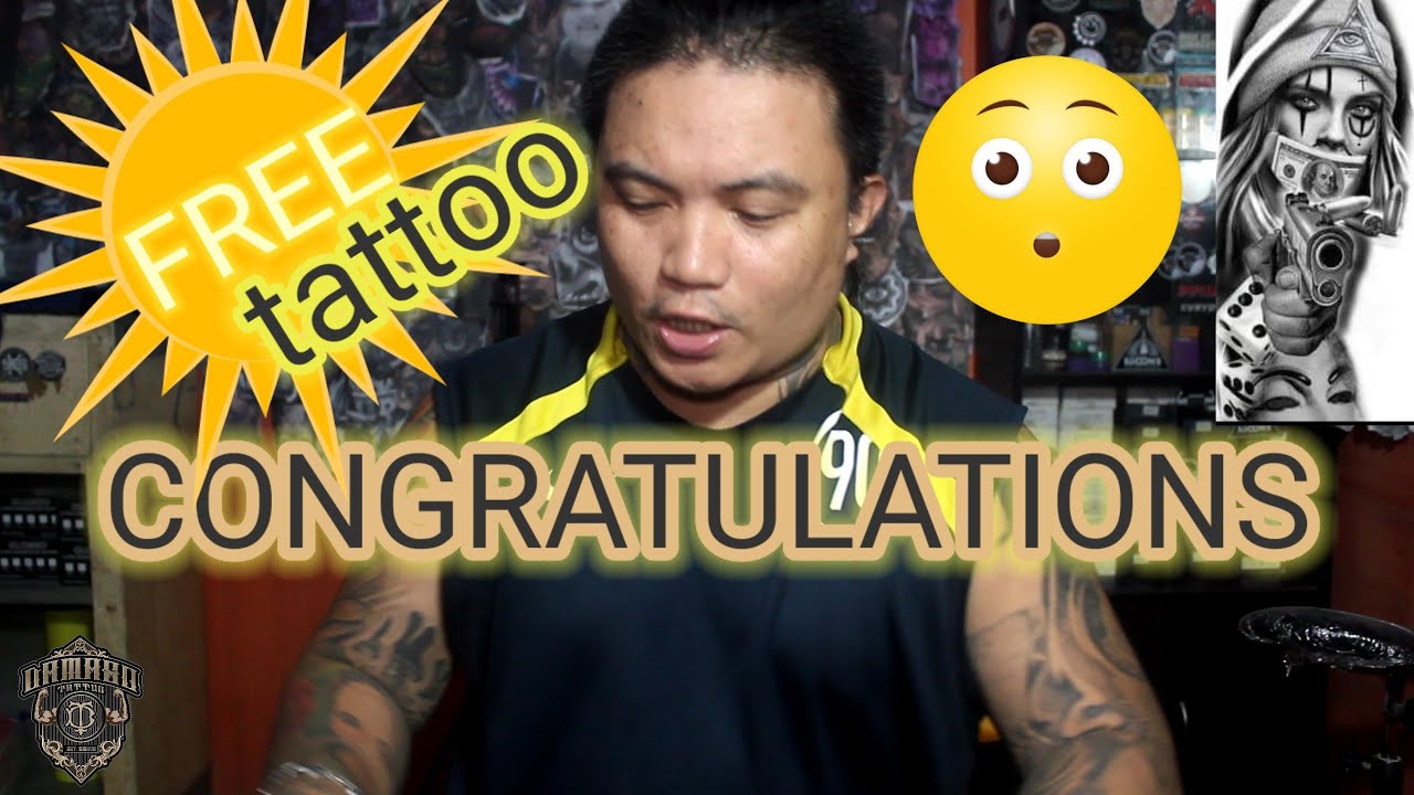 FREE TATTOO CONGRATULATIONS LUCKY SHARER | DAMASO TATTOO - YouTube