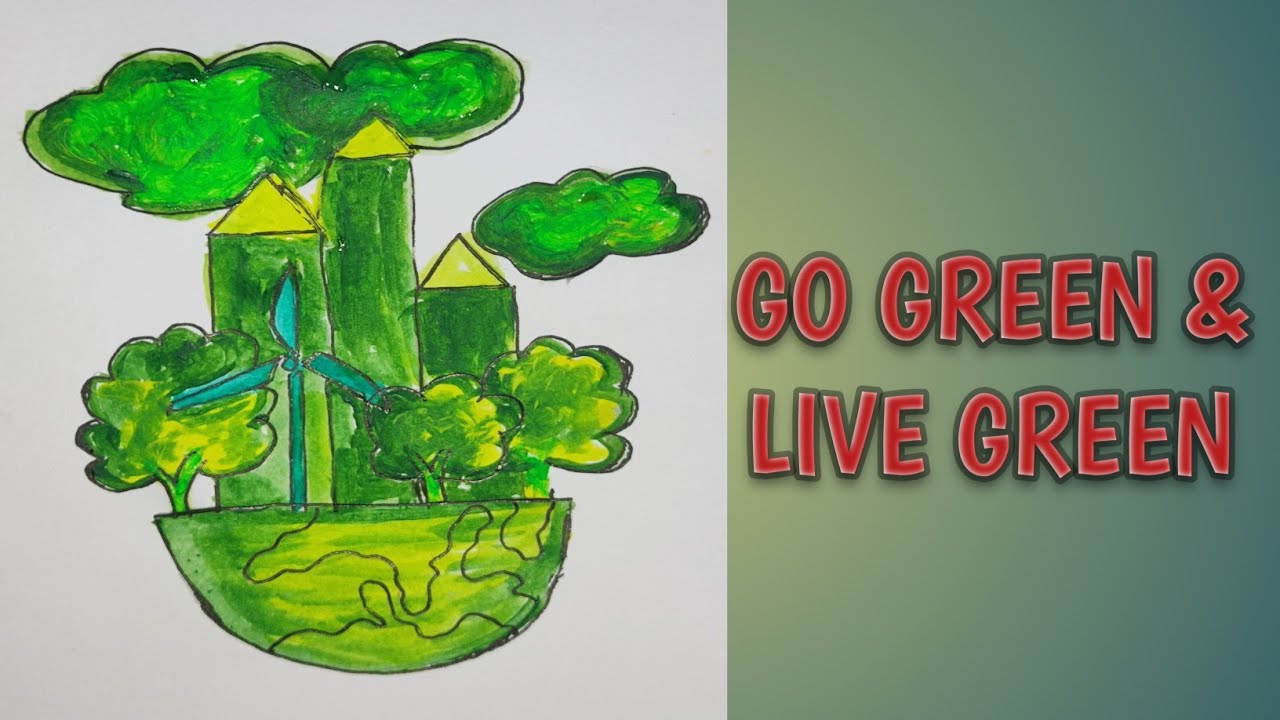 Go Green, Live Green Theme Painting II #greenworld #acrylicpainting # ...