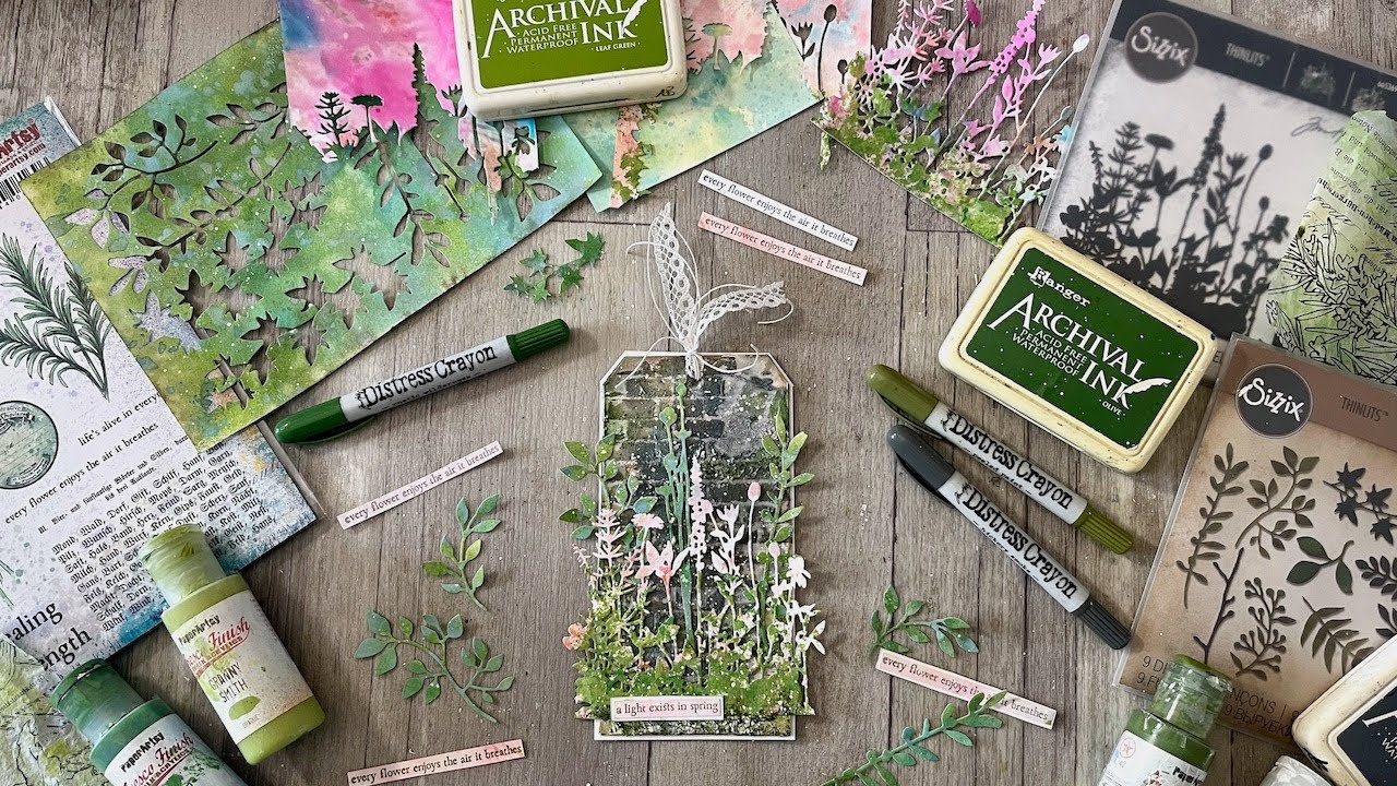 Tag Time - with Tim Holtz spring flower diecuts - YouTube