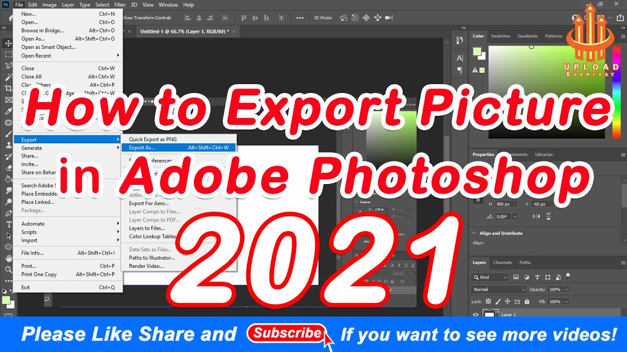 How to Export a Picture in Adobe Photoshop 2021 - Photoshop Video ...