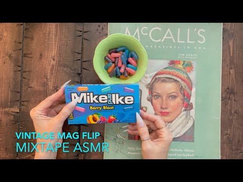 ASMR vintage magazine flip through (no talking) with candy eating