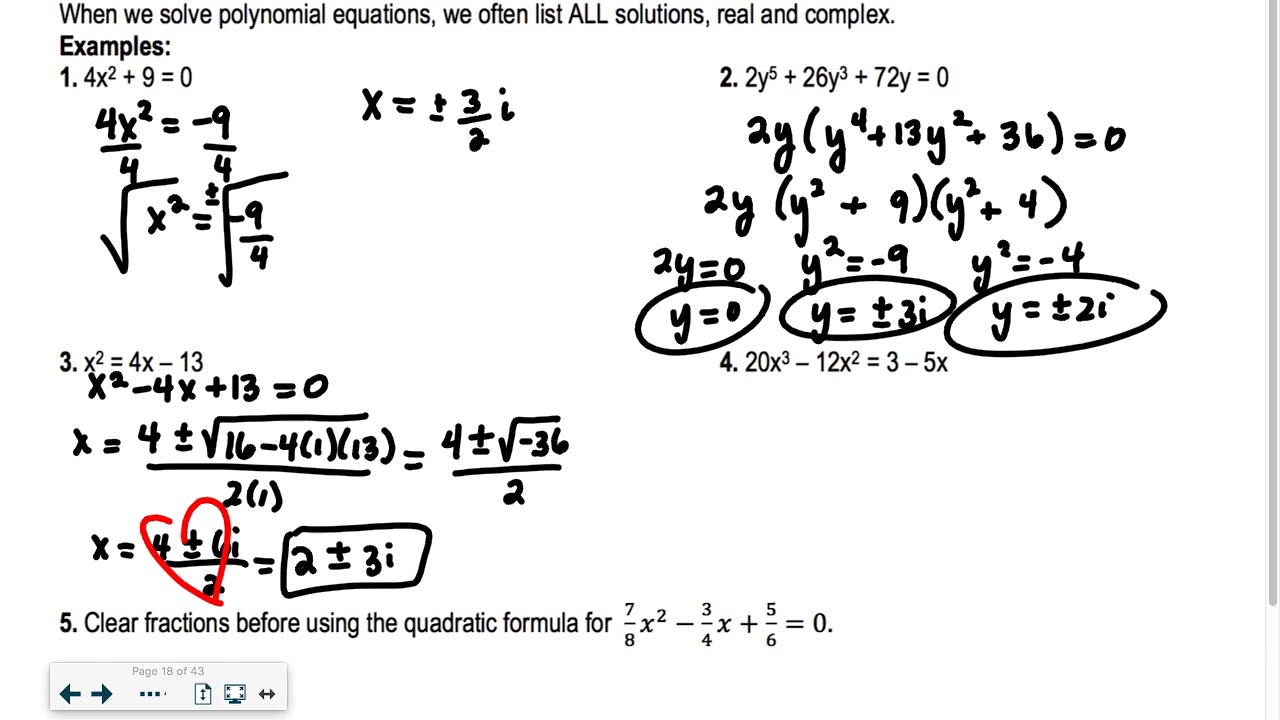 Section 12 Part 2 Precalculus: Review of Complex Numbers - YouTube