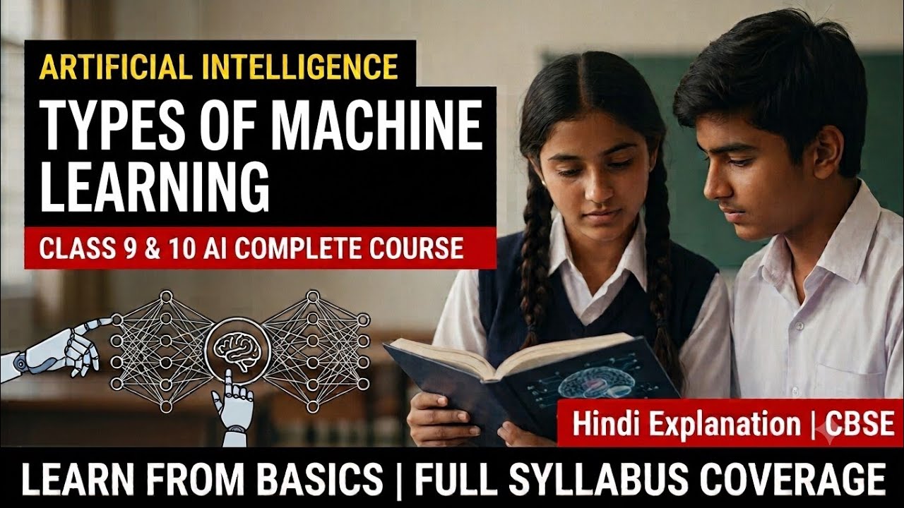 Types of Machine Learning | हिंदी व्याख्या | Class 9 & 10 AI CBSE/ICSE ...