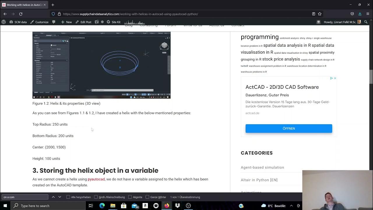 Helix objects with pyautocad, Python for AutoCAD - YouTube