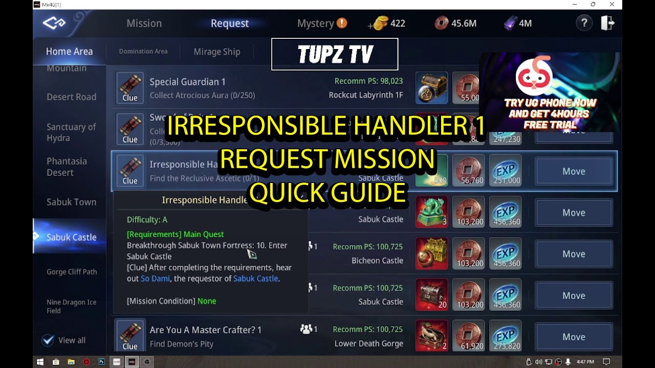 MIR 4 - IRRESPONSIBLE HANDLER 1 | REQUEST MISSION GUIDE - YouTube