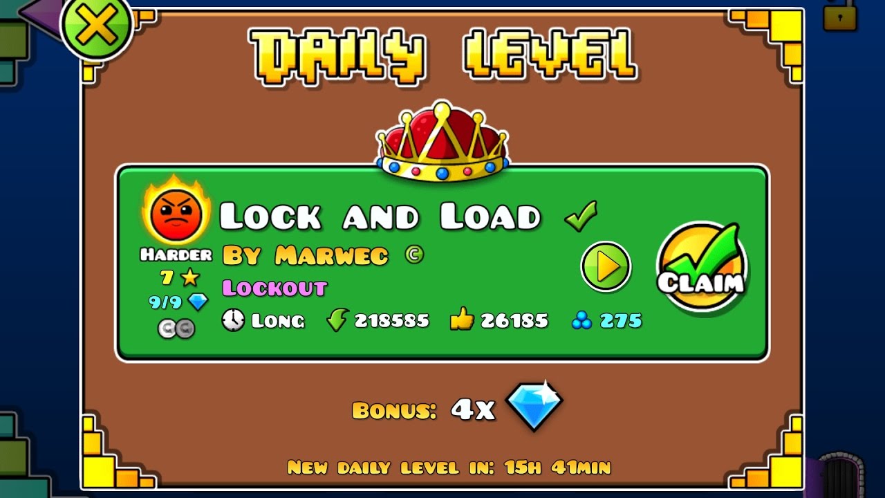 Geometry Dash | Lock and Load by Marwec and Alkai | Daily level | 1 ...