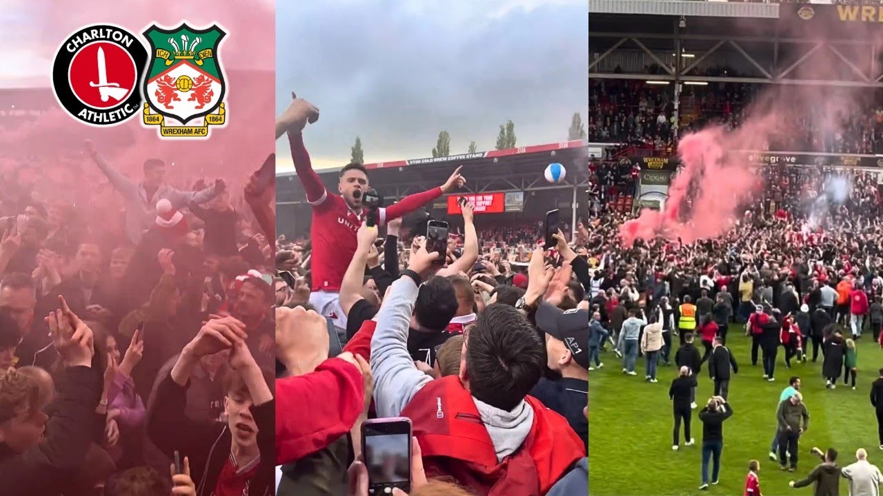 Wrexham Promoted! Fans Storm Pitch After 3-0 Win vs Charlton | Going Up ...
