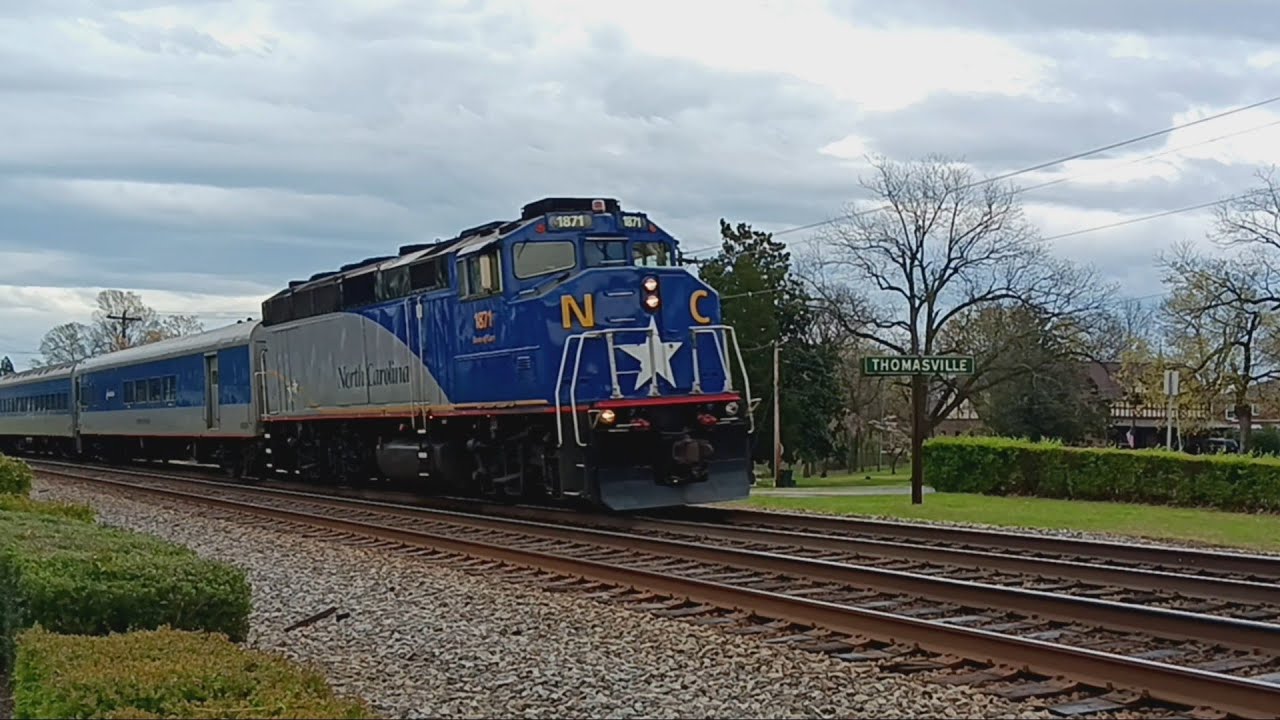 Amtrak 75 with F59PH 1871 meets Amtrak 74 with F59PHI 1755 - YouTube