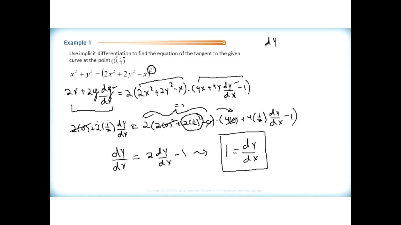 MA3208 U4 5 3 Applying Implicit Differentiation - YouTube