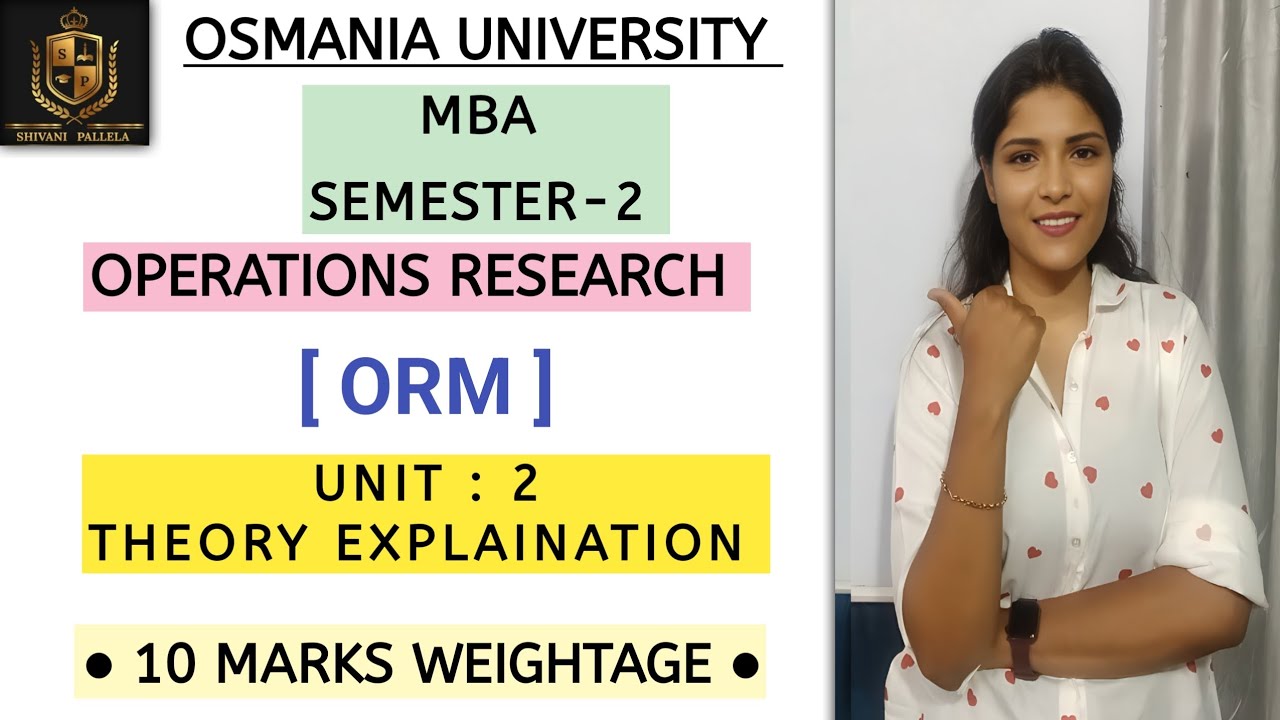 OPERATIONS RESEARCH || OR || UNIT-2 THEORY EXPLAINATION || MBA || SEM-2 ...