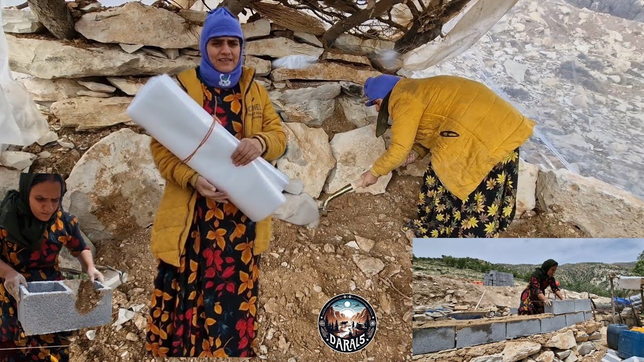 The Iron-Willed Nomadic Mother: Building a Shelter in the Mountains with Bare Hands - YouTube