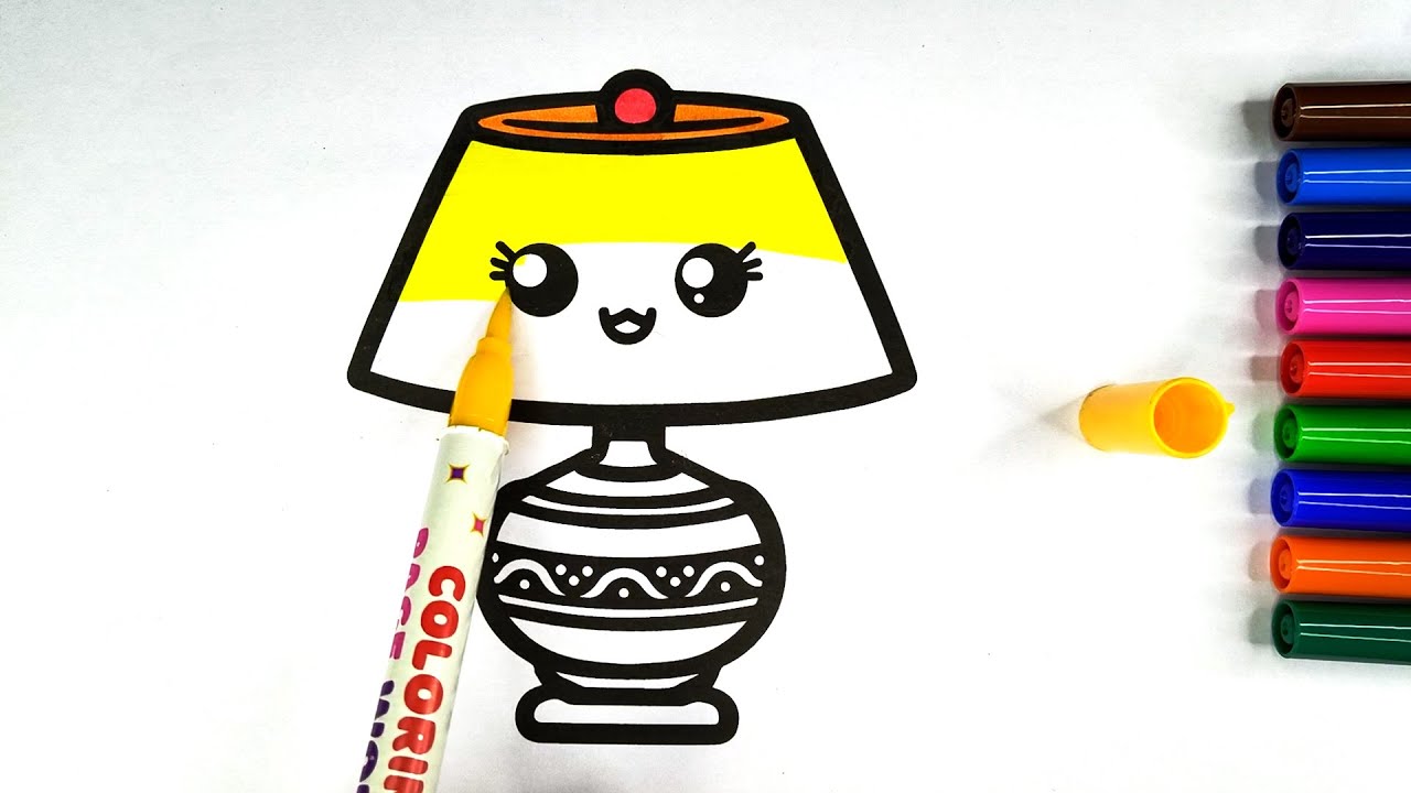 Shine Bright! 💡 How to Color a Beautiful Table Lamp Coloring Page for ...