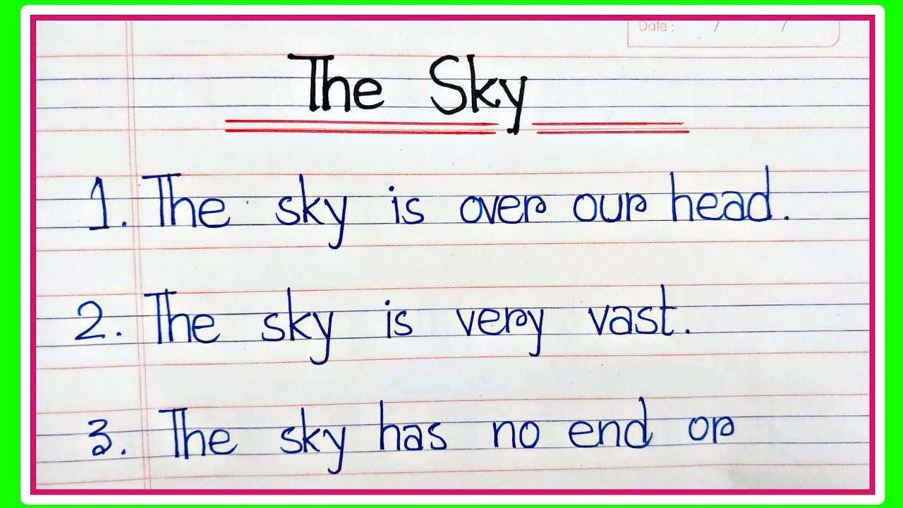 How to write a short essay on The Sky in English| Paragraph writing on ...