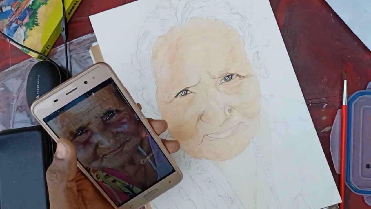 dadi face drawing watercolor painting - YouTube