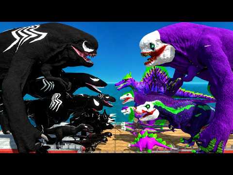 Venom D-Rex vs Joker D-Rex | Dinosaurs Bridge Challenge | Animal Revolt Battle Simulator