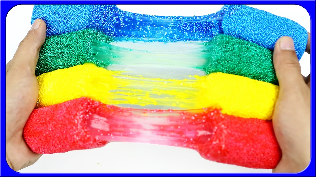 How To Make Cheese Stick Slime Glitter Colors Foam Learn Colors Clay ...