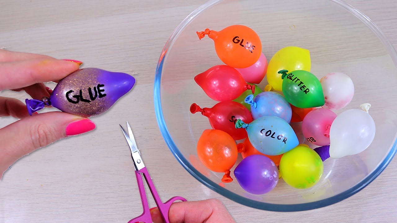 MAKING SLIME WITH MINI BALLOONS! Balloon popping balloon cutting - YouTube