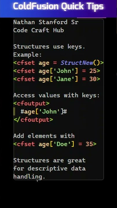 Coldfusion Quick Tips Structures Youtube