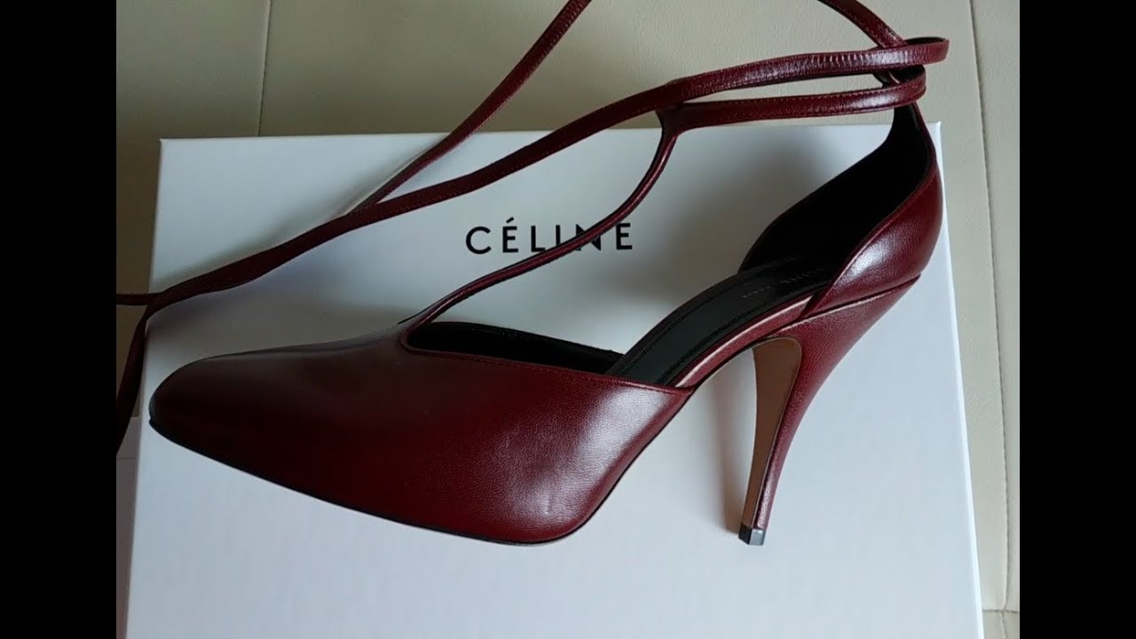 CÉLINE Night out T-Bar pump Burgundy Unboxing - YouTube