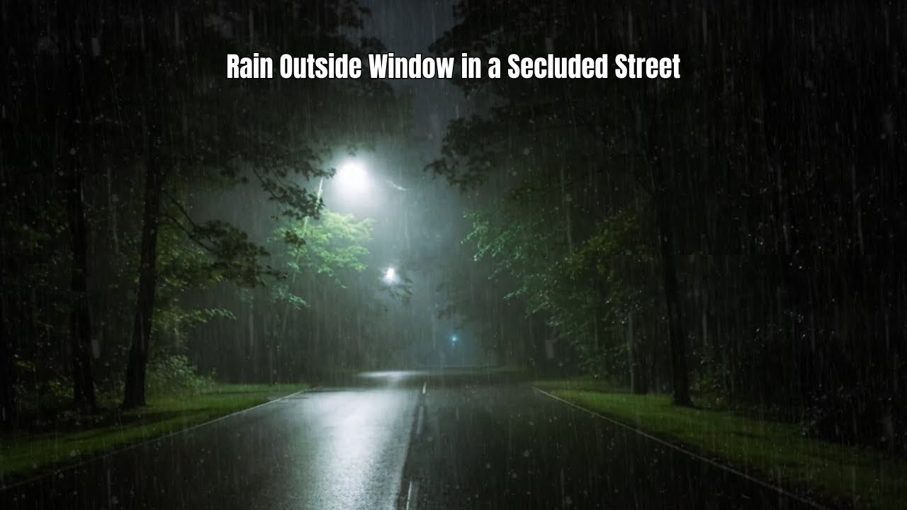 Rain Outside Window in a Secluded Street | Peaceful Night Rain for ...