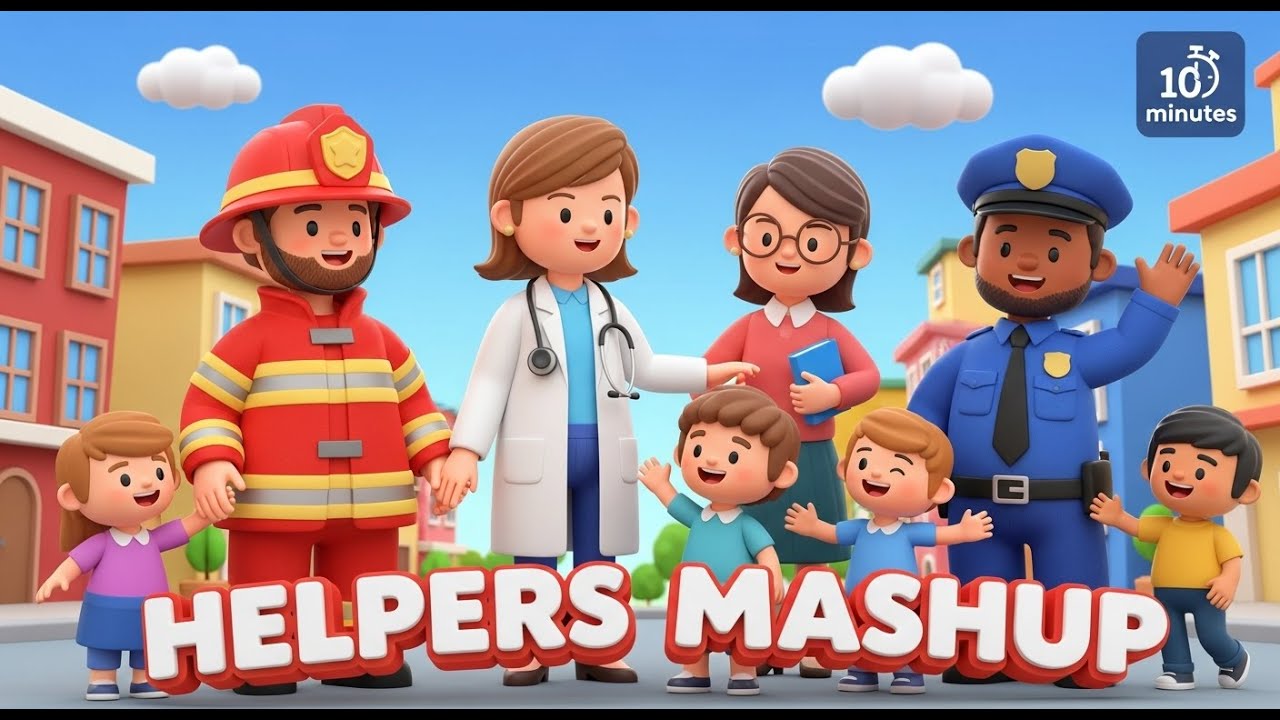 Community Helpers Song Mashup | 10 Minutes of Helping Heroes | Buzzy ...