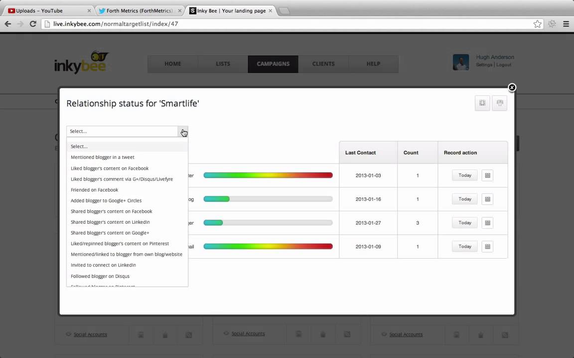 How to track relationships in Inkybee - YouTube